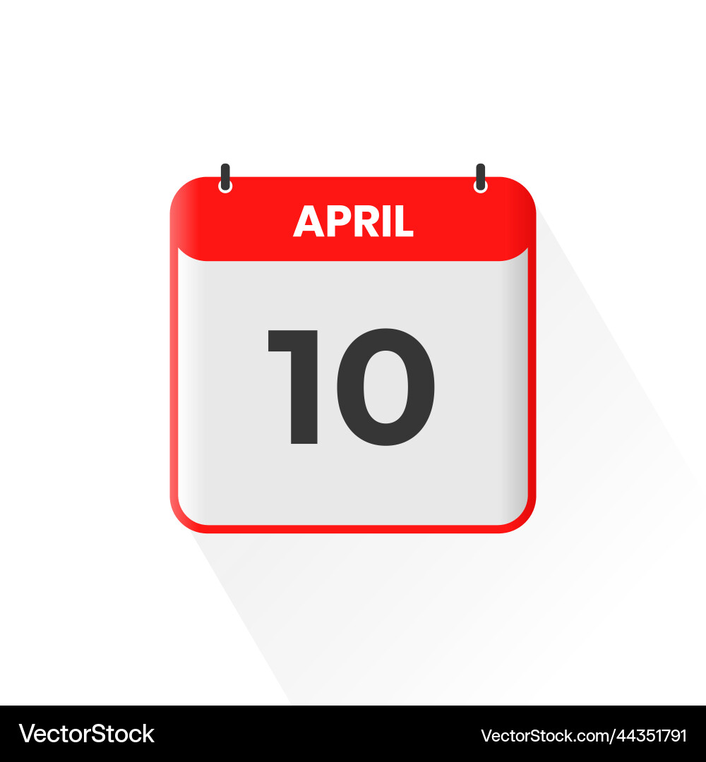 10th april calendar icon 10 date Royalty Free Vector Image