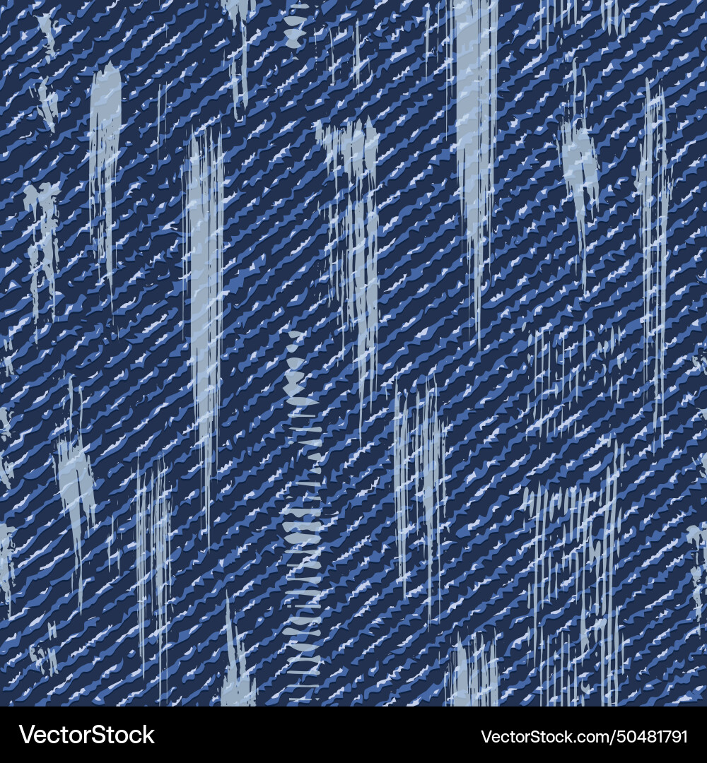 Blue denim pattern with grunge paint brush strokes