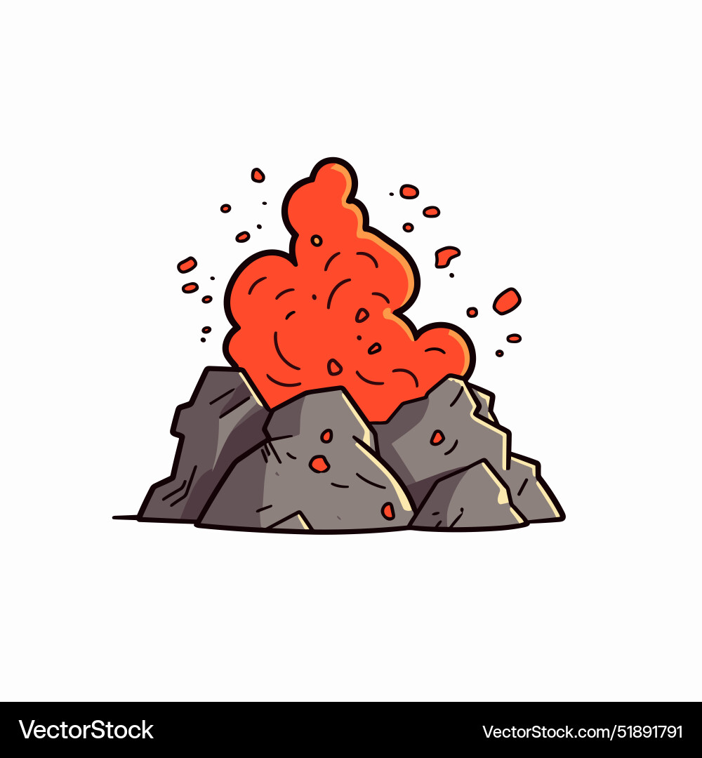 Cartoon erupting volcano Royalty Free Vector Image