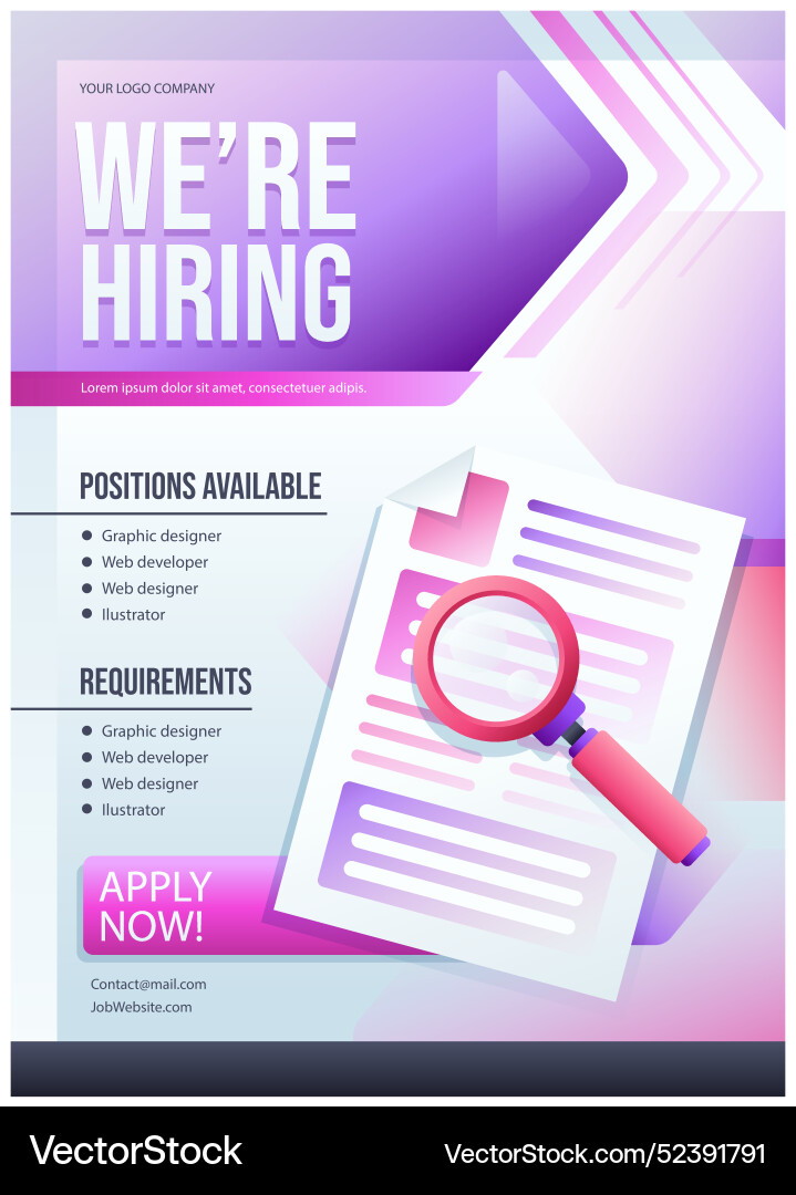 Gradient hiring poster template Royalty Free Vector Image