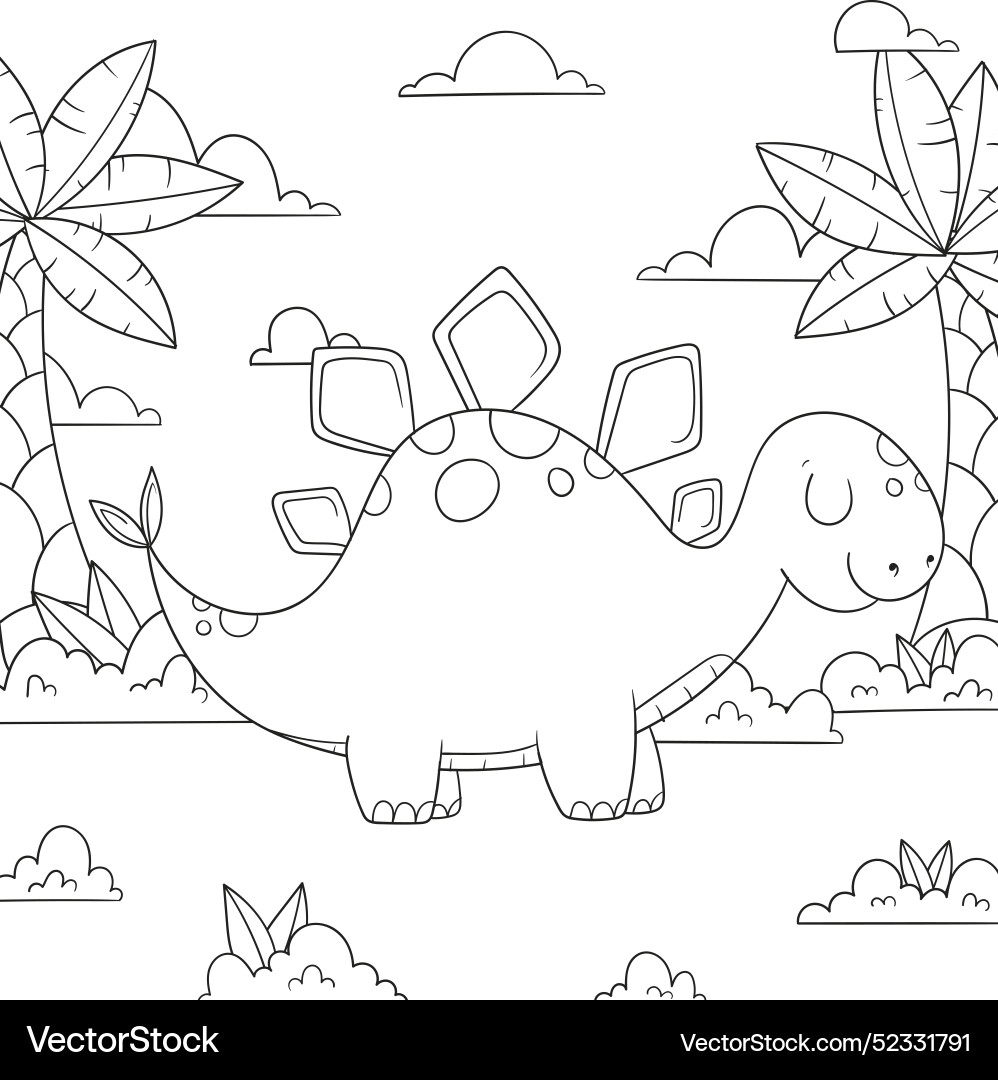 Hand drawn dinosaur coloring book Royalty Free Vector Image