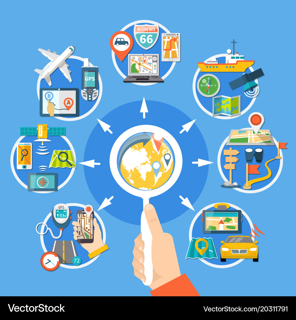 Navigation aid handglass concept Royalty Free Vector Image