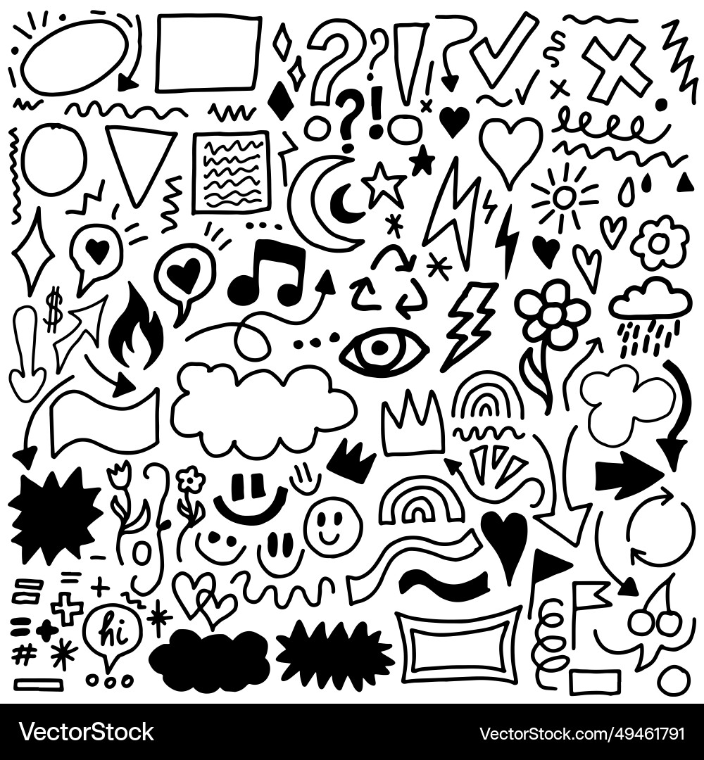 Set of hand drawn doodle elements design Vector Image