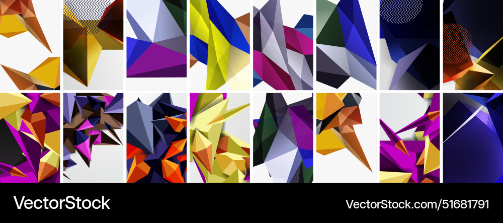 Set of low poly triangles poster geometric Vector Image