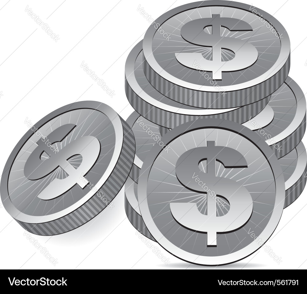 Silver coins Royalty Free Vector Image - VectorStock