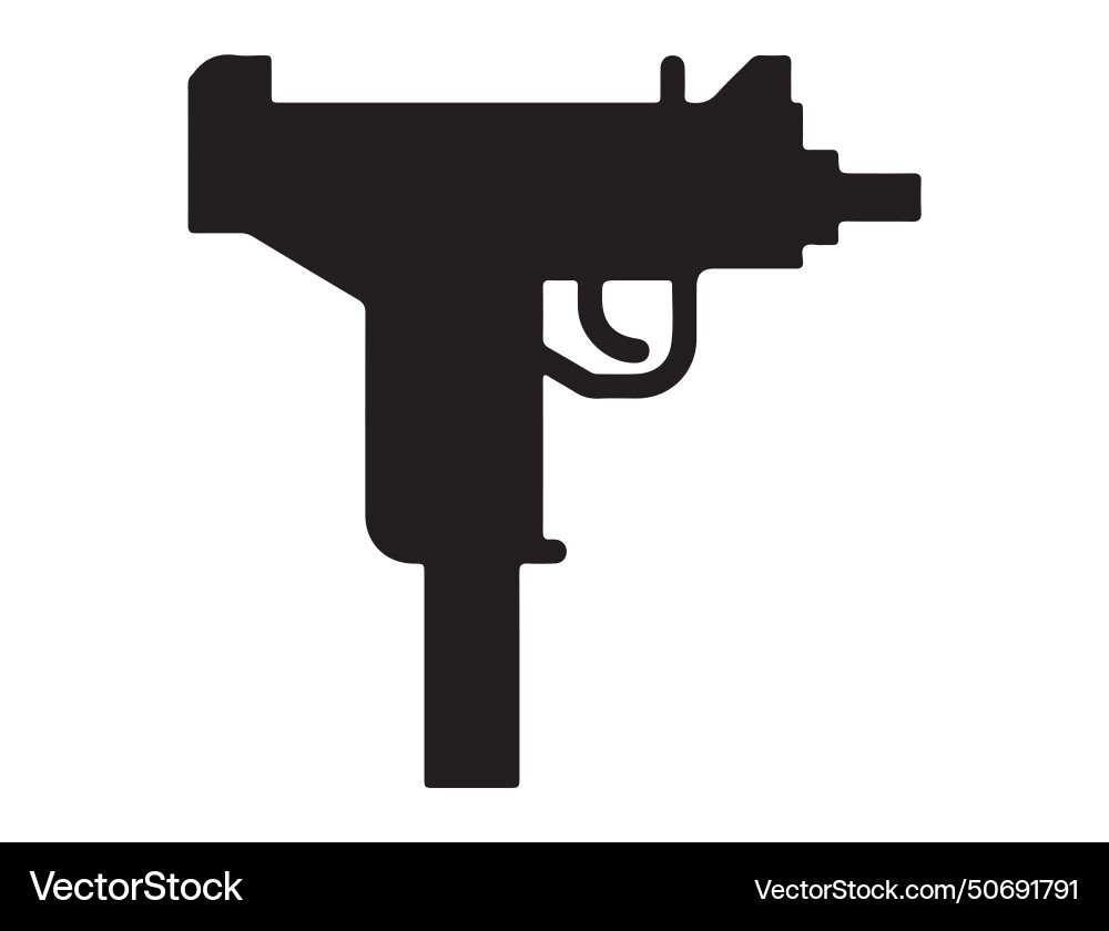 Uzi submachine gun silhouette art Royalty Free Vector Image
