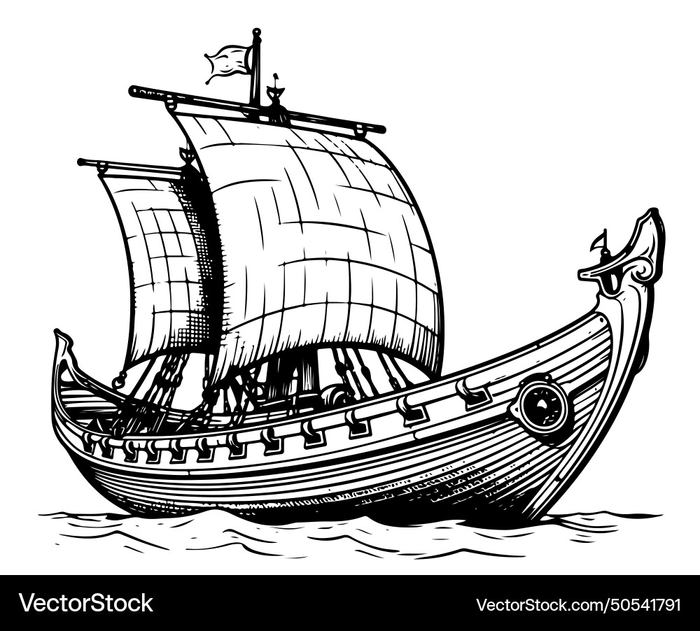 Viking ship old Royalty Free Vector Image - VectorStock