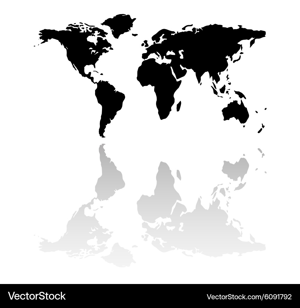 Black world map silhouette Royalty Free Vector Image