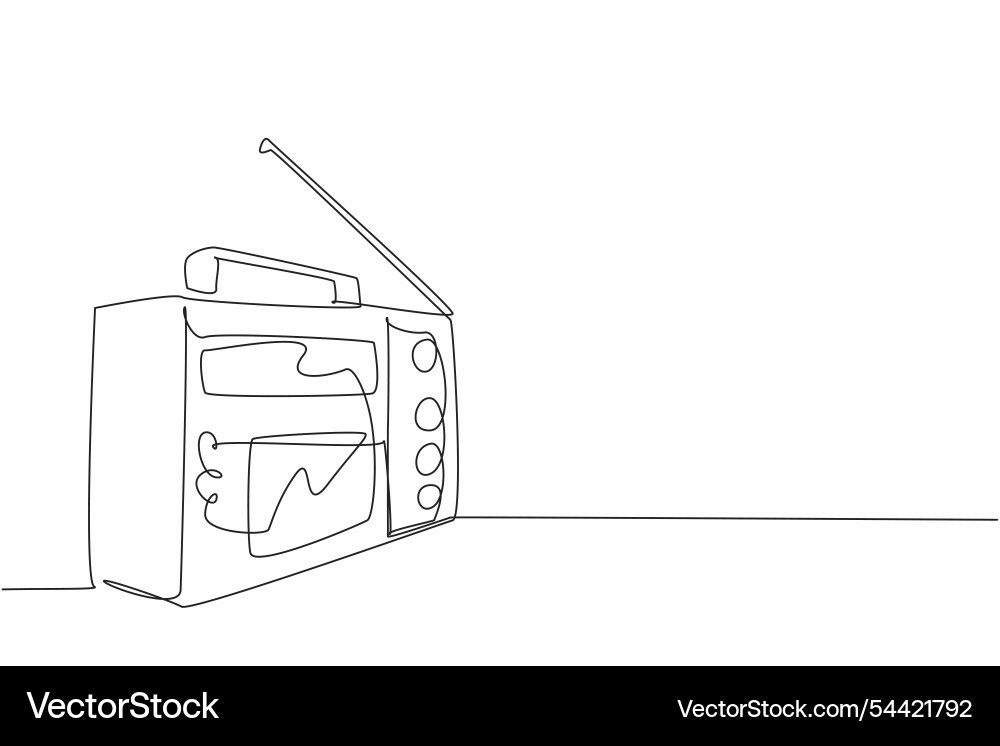 Continuous one line drawing a vintage radio Vector Image