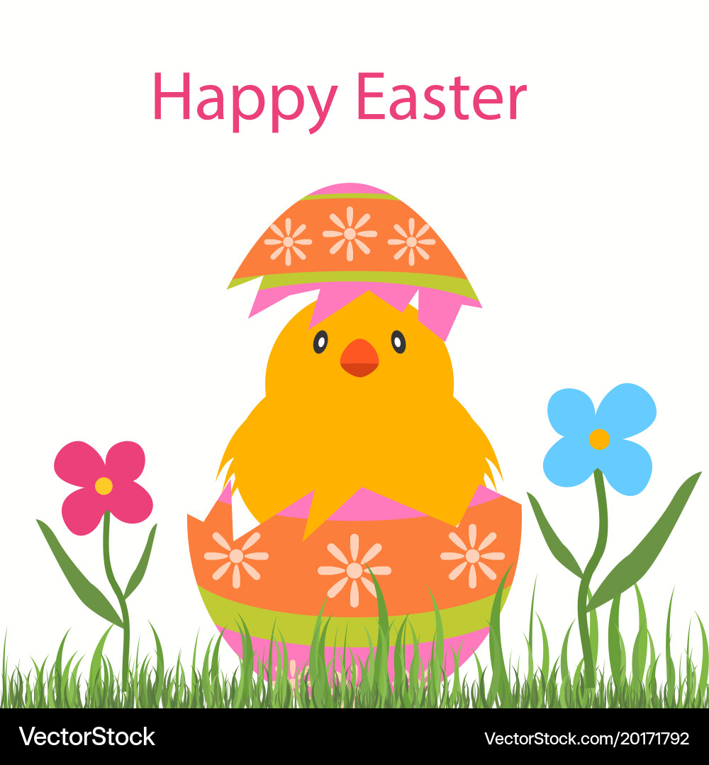 Easter Chick Hatching from Egg Royalty Free Vector Image