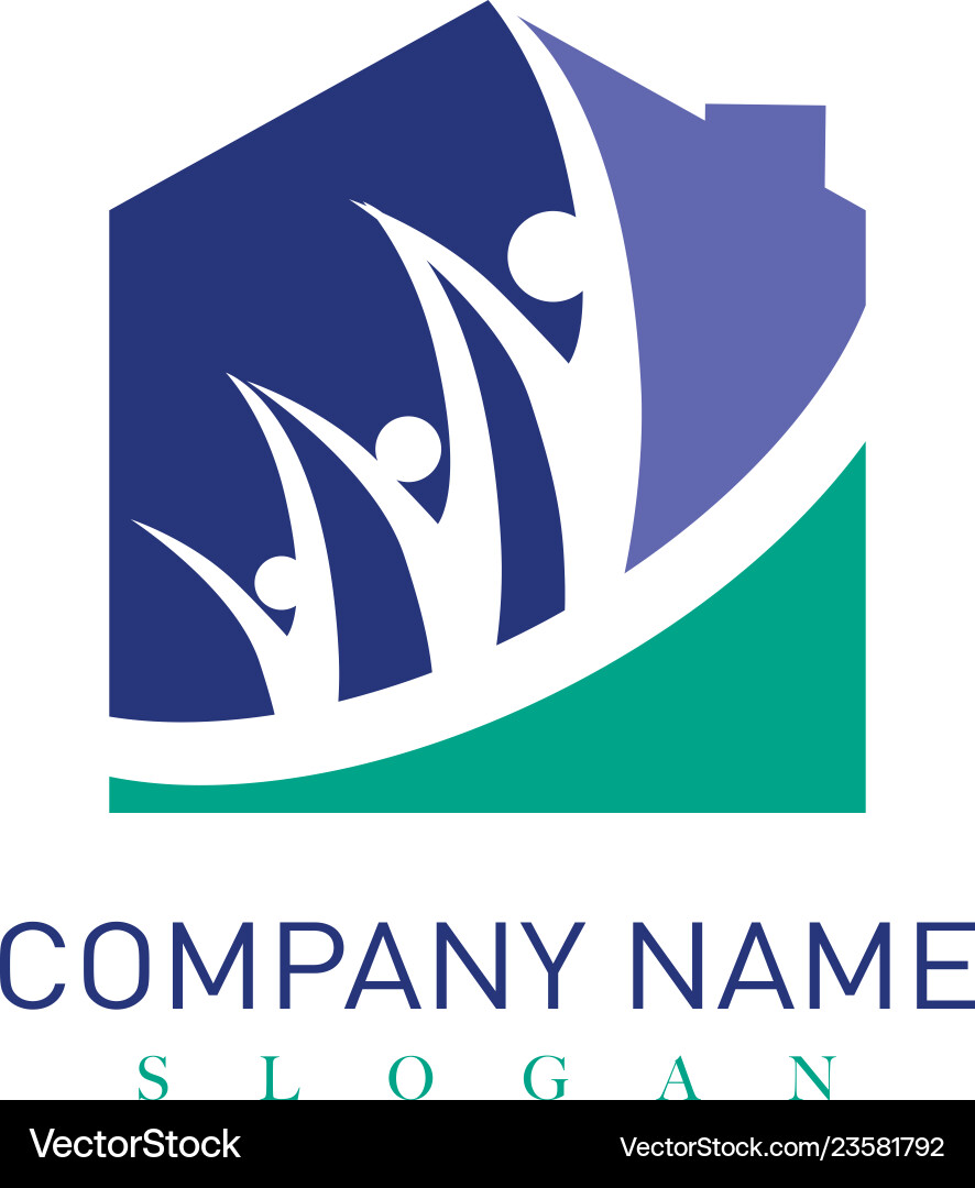 Family Home Logo - Unity & Support Royalty Free Vector