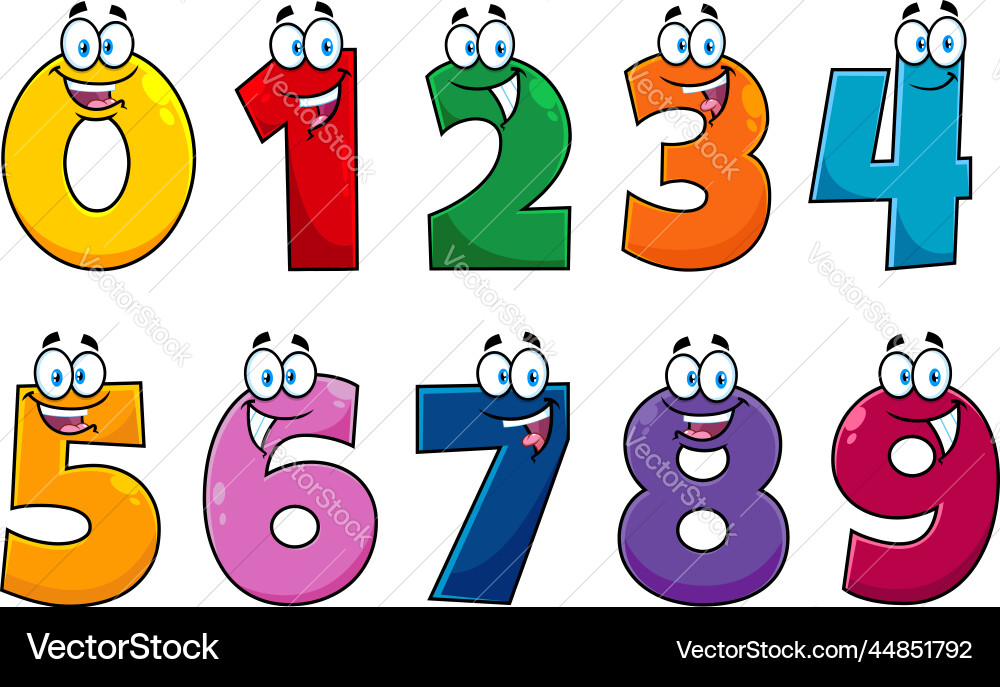 Lustige Anzahl Zeichen Zeichen Sammlung Set Vektorbild