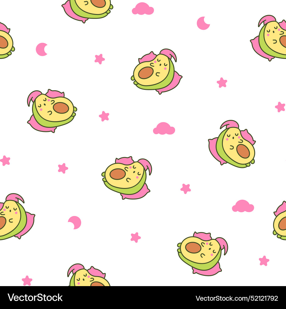 Kawaii cute avocado seamless pattern Royalty Free Vector