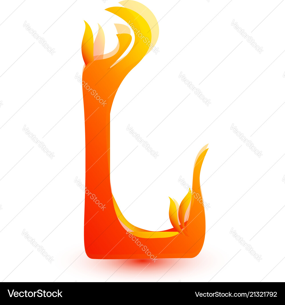 Letter l in fire flame icon Royalty Free Vector Image
