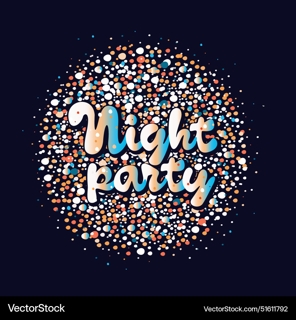 Night party glowing circle on dark blue background