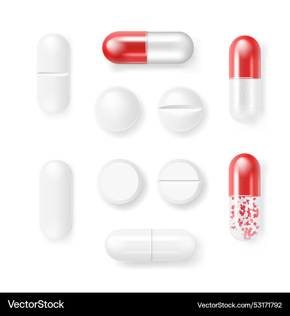 Pills and capsules medicines tablets Royalty Free Vector