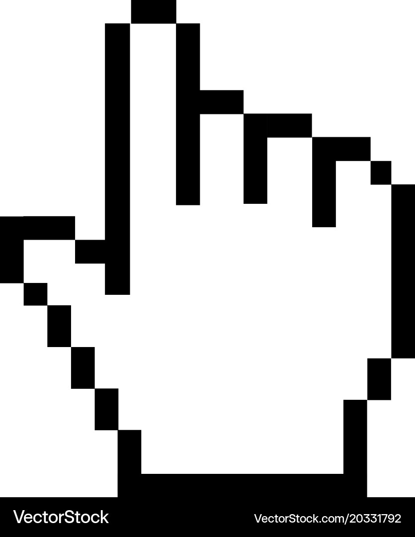Pixel Hand Cursor Icon Royalty Free Vector Image