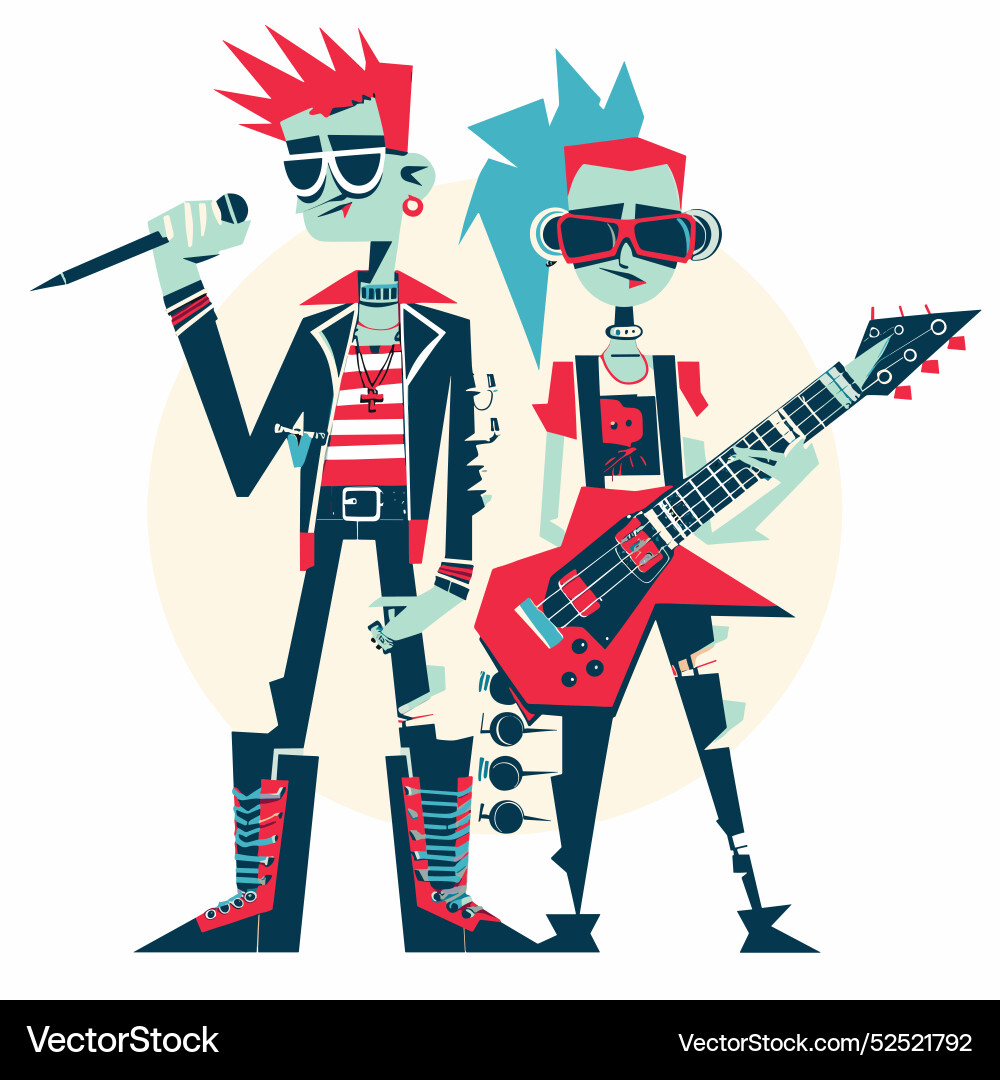 Punk Rock Musicians Stage Performance Royalty Free Vector
