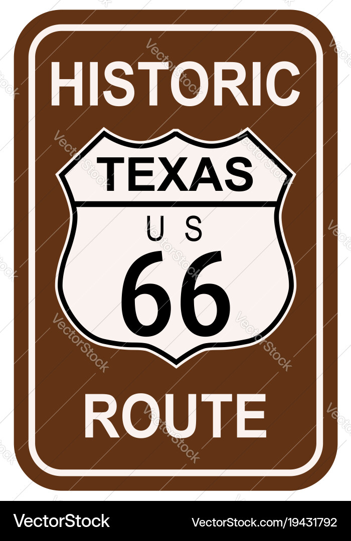 Texas historic route 66 Royalty Free Vector Image