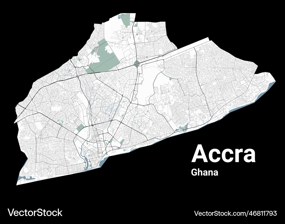 Accra City Map - Ghana Capital Royalty Free Vector Image