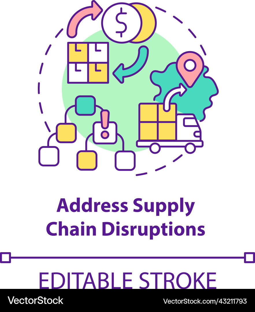 Address supply chain disruptions concept icon Vector Image