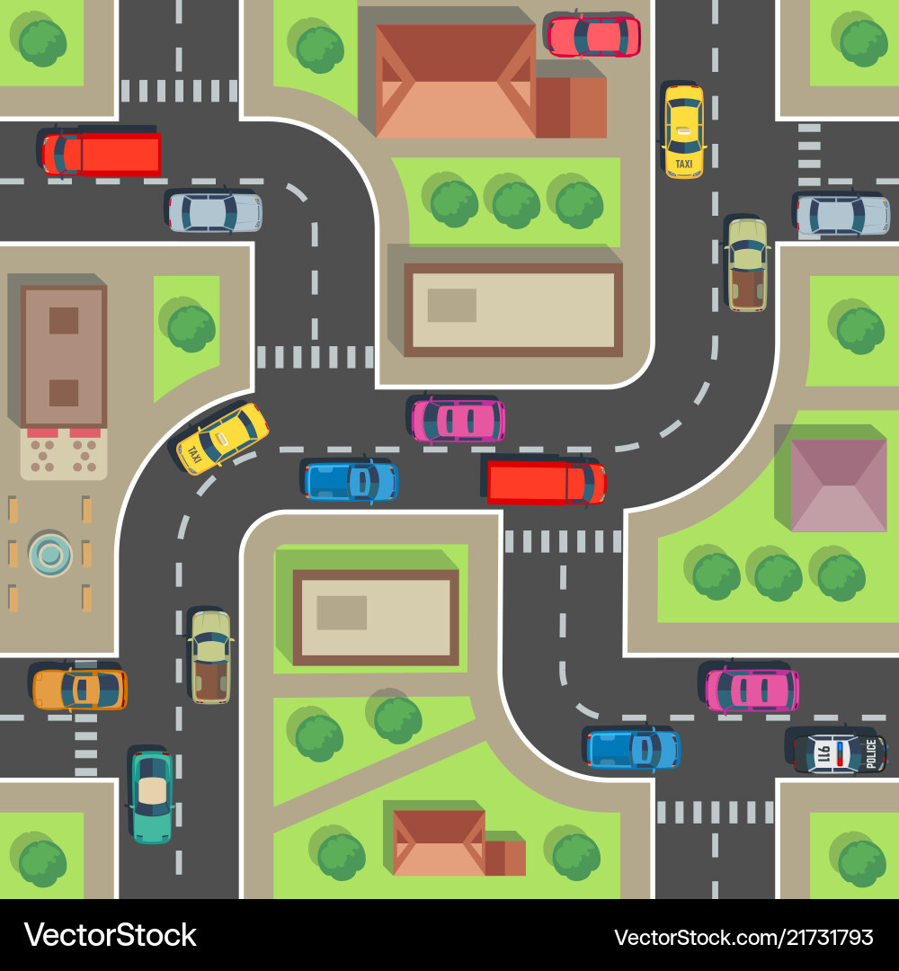 City Street Top View Royalty Free Vector Image
