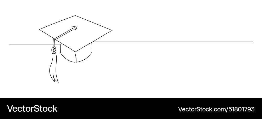 Continuous Line Graduation Cap Royalty Free Vector Image