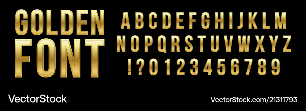 Creative of golden glossy font Royalty Free Vector Image
