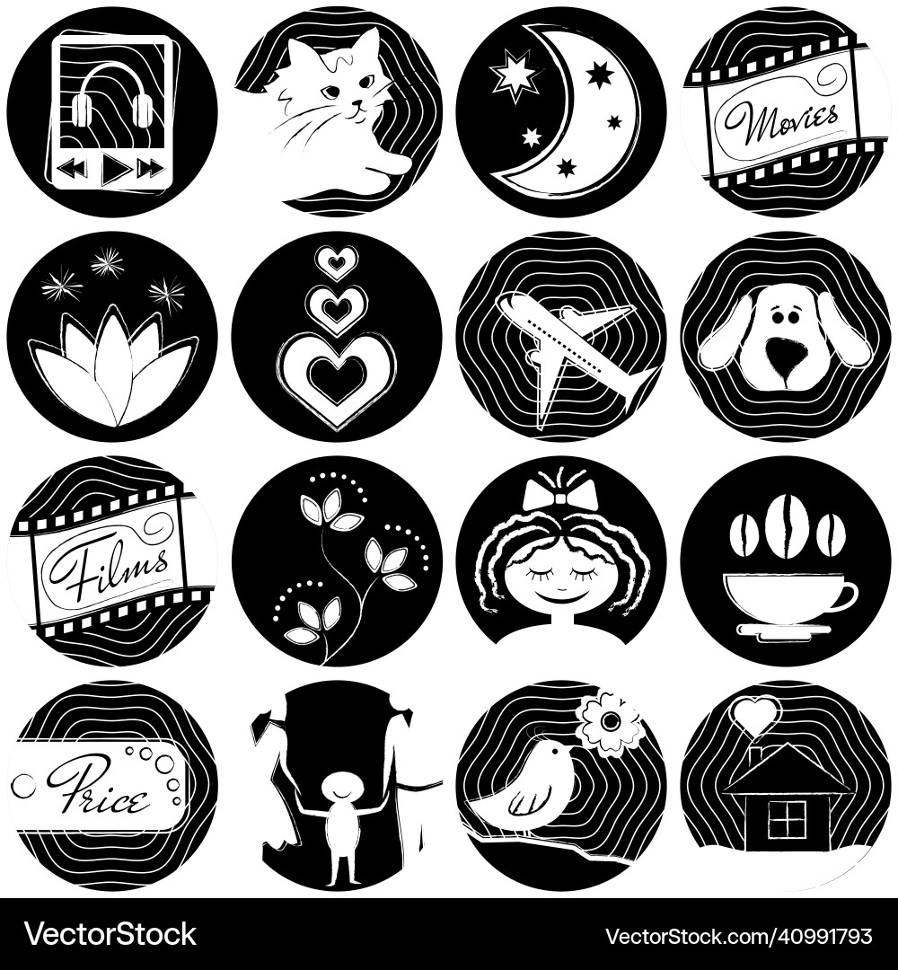 Highlights instagram stories miniature icons Vector Image