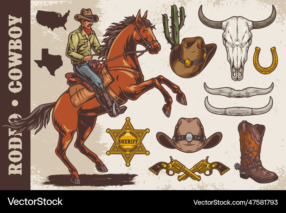 Rodeo Cowboy Elements Royalty Free Vector Image