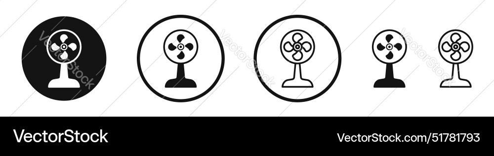 Table fan icon set black filled and outlined style