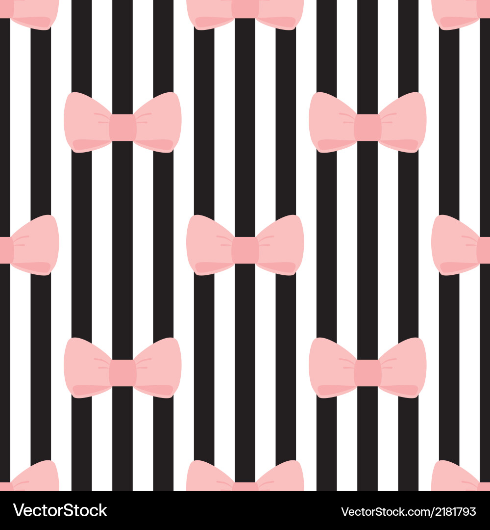 Tile black white pink pattern with bows Royalty Free Vector