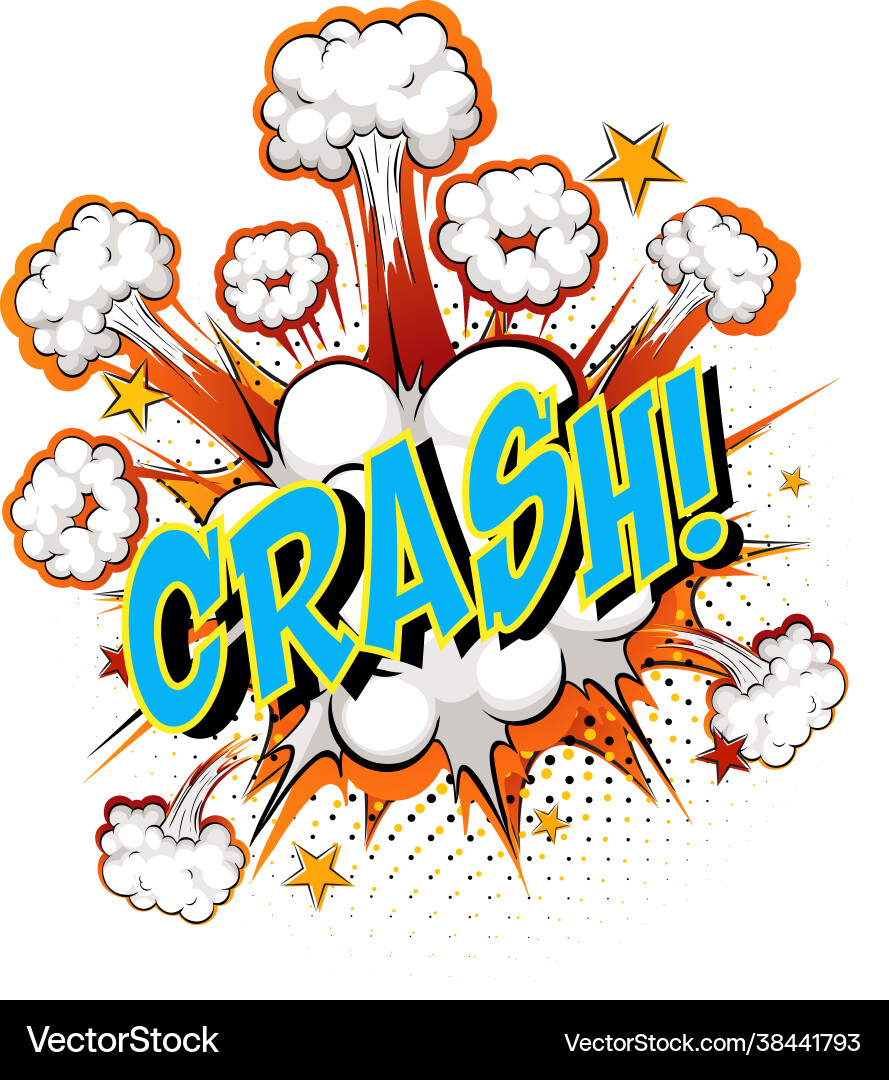 Word crash on comic cloud explosion background Vector Image