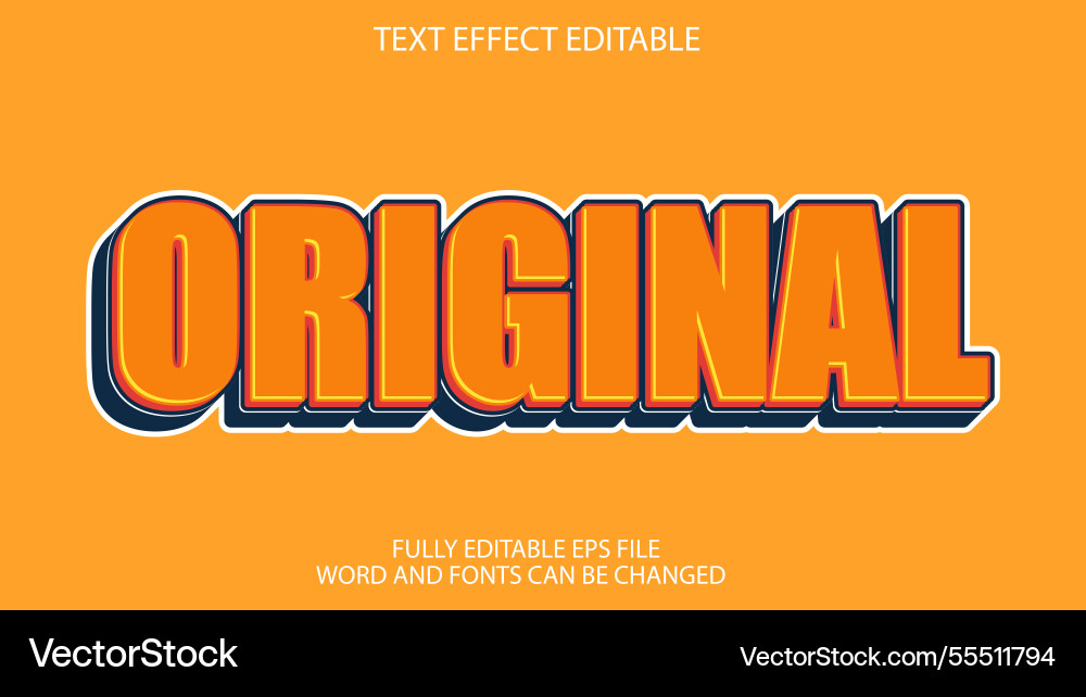 3d text effect original orange editable Royalty Free Vector