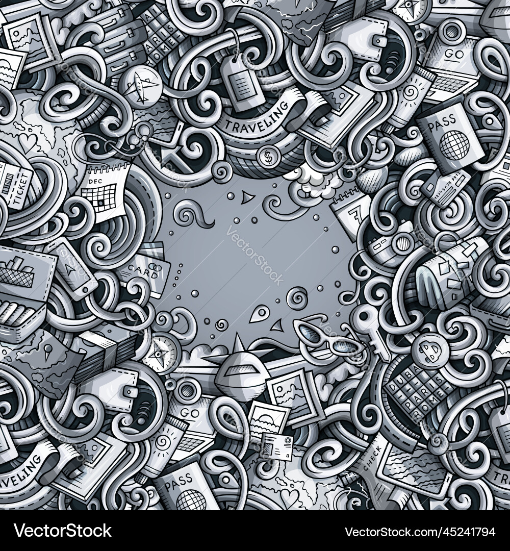 Cartoon cute doodles travel frame design Vector Image