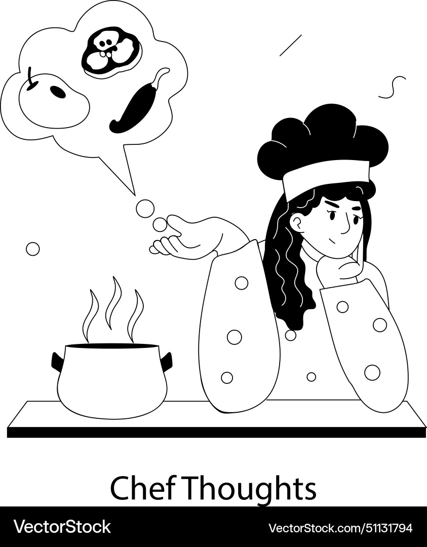 Chef thoughts Royalty Free Vector Image - VectorStock