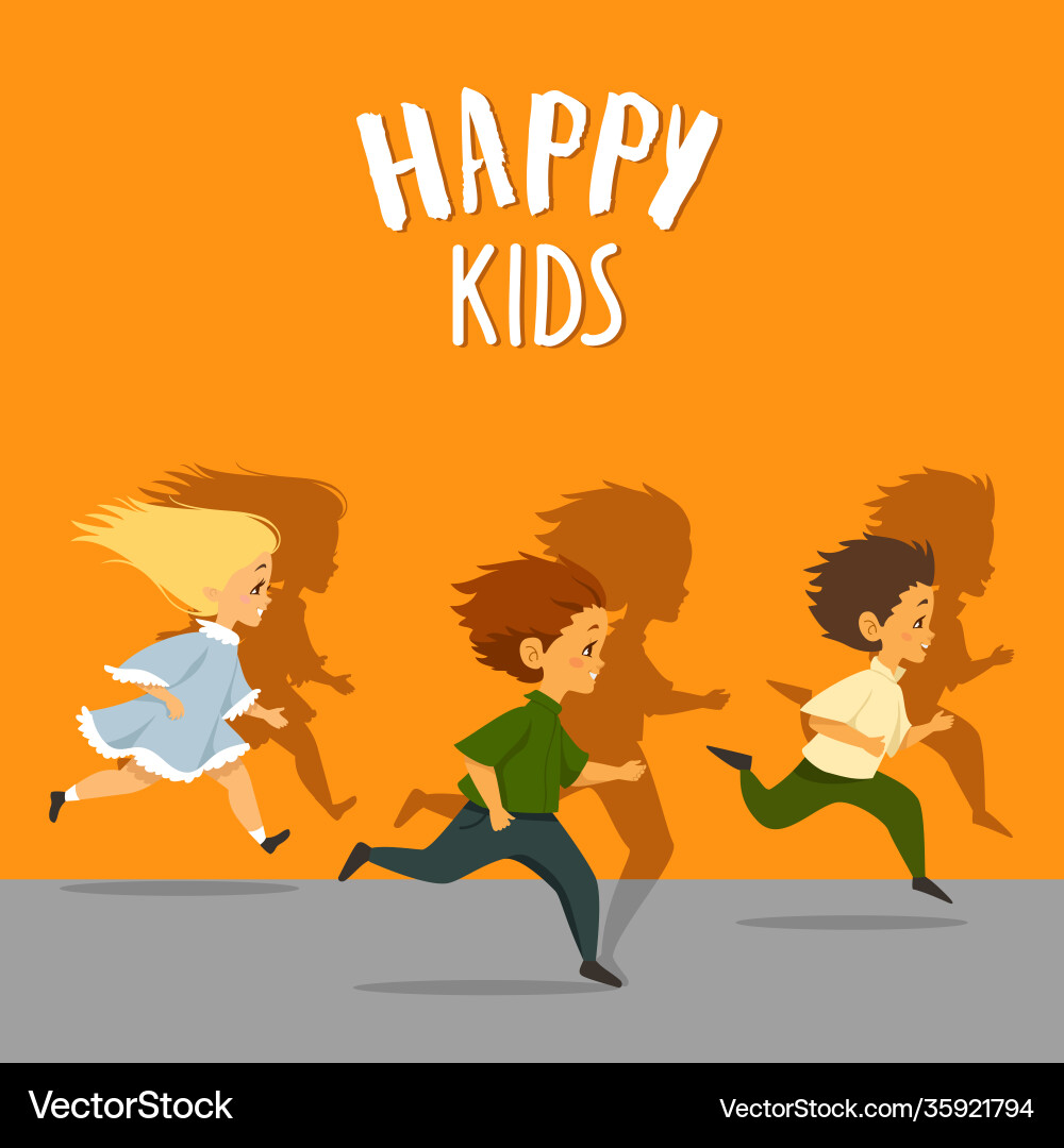 Happy kids Royalty Free Vector Image - VectorStock