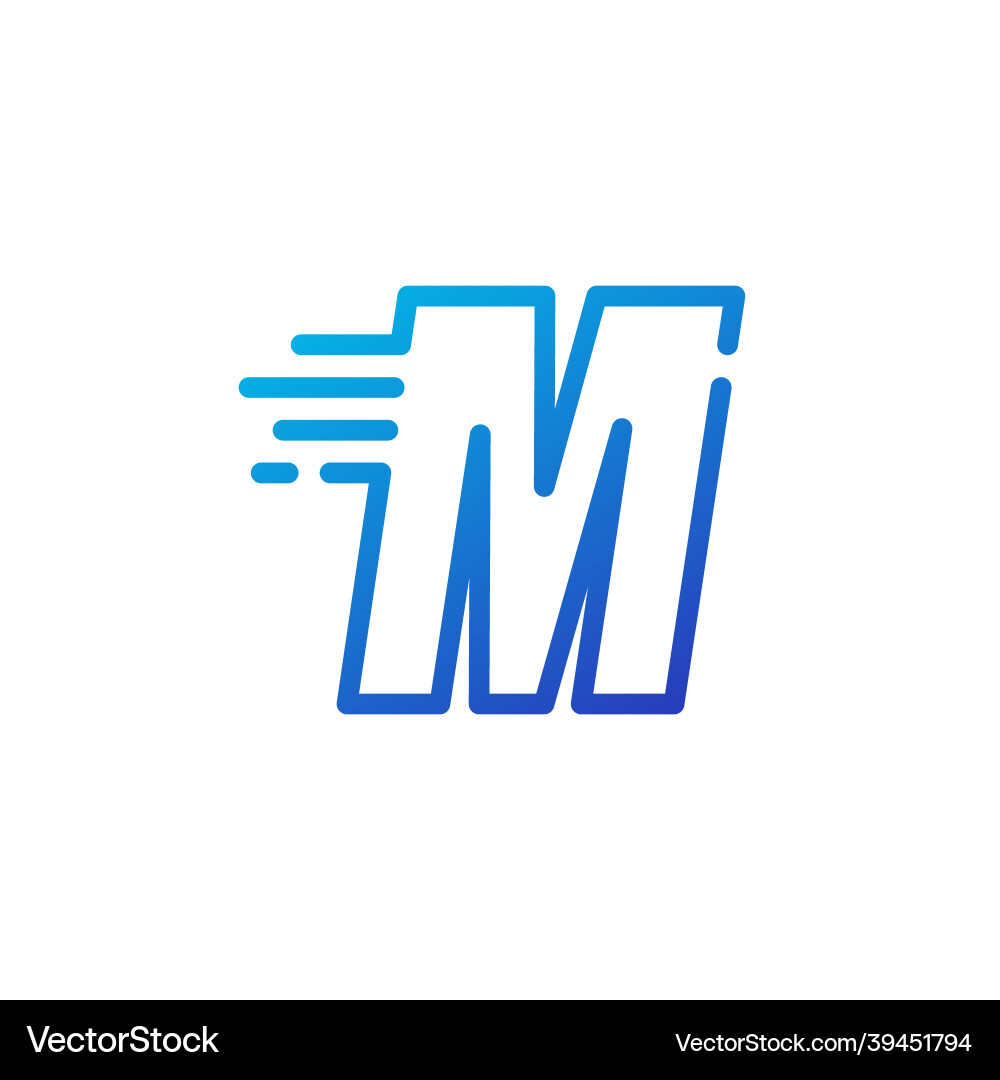 M letter dash fast quick digital mark line Vector Image