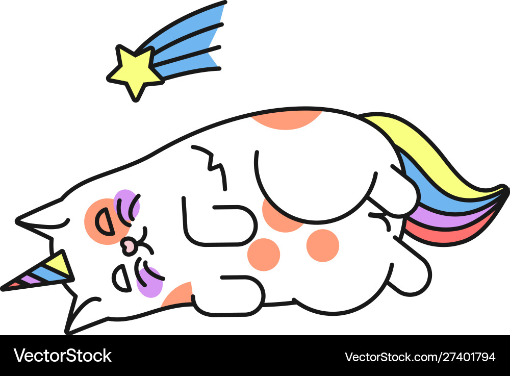 Magic cat icon cute fairy rainbow symbol Vector Image