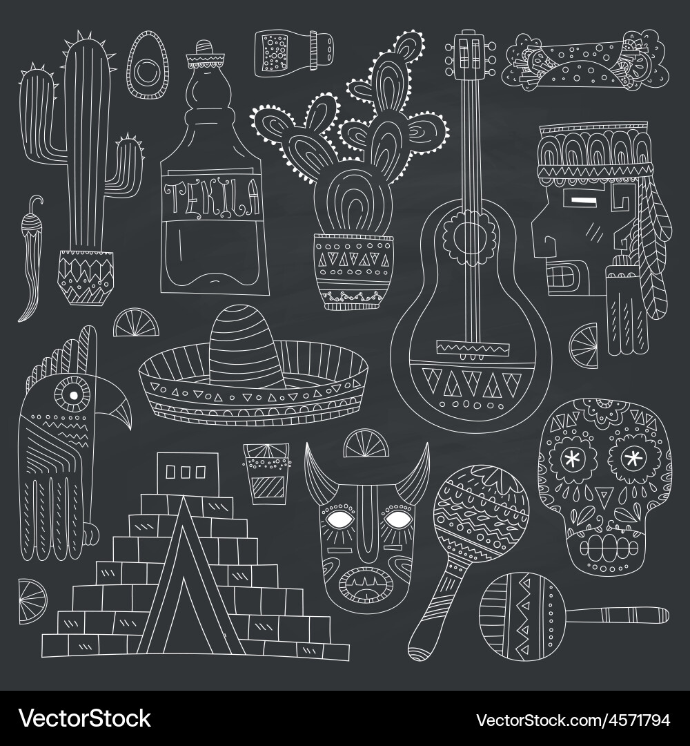 Mexican Fiesta Symbols Royalty Free Vector Image
