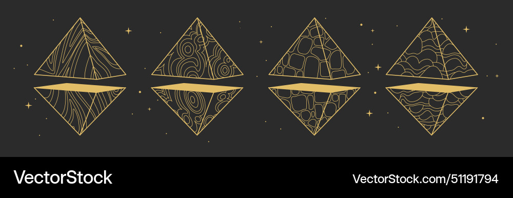 Modern magic witchcraft cards with pyramids Vector Image