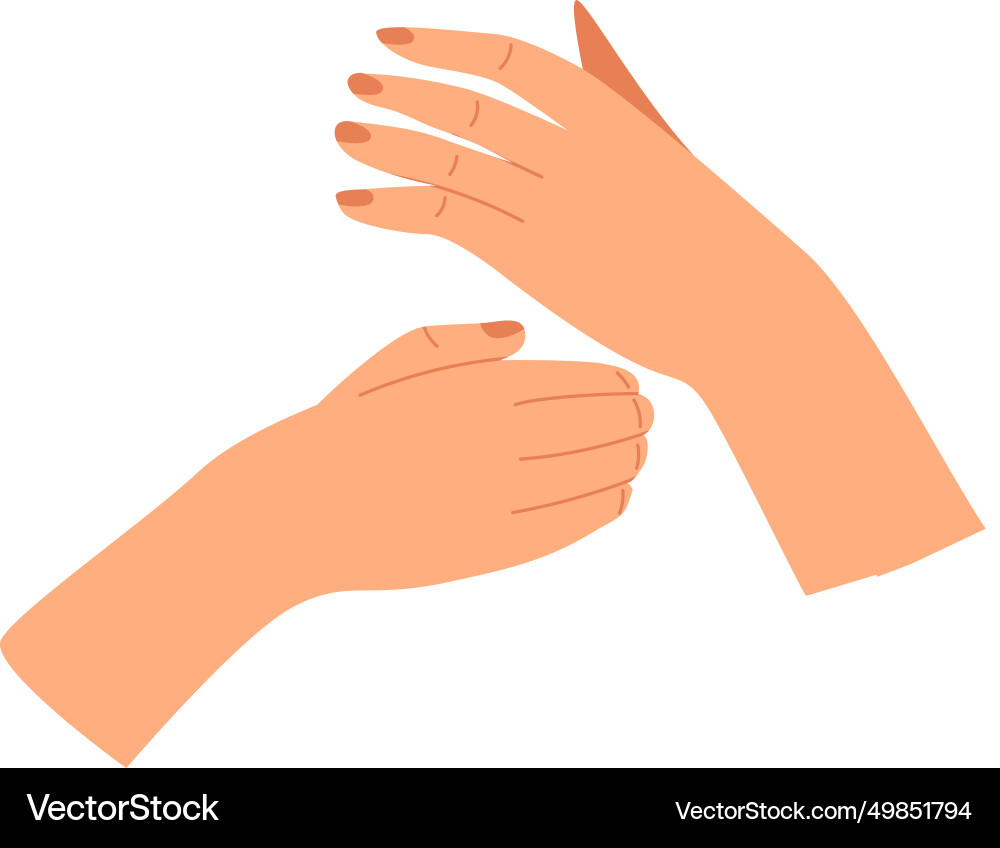 Two hands performing a wrist grasp in simple Vector Image