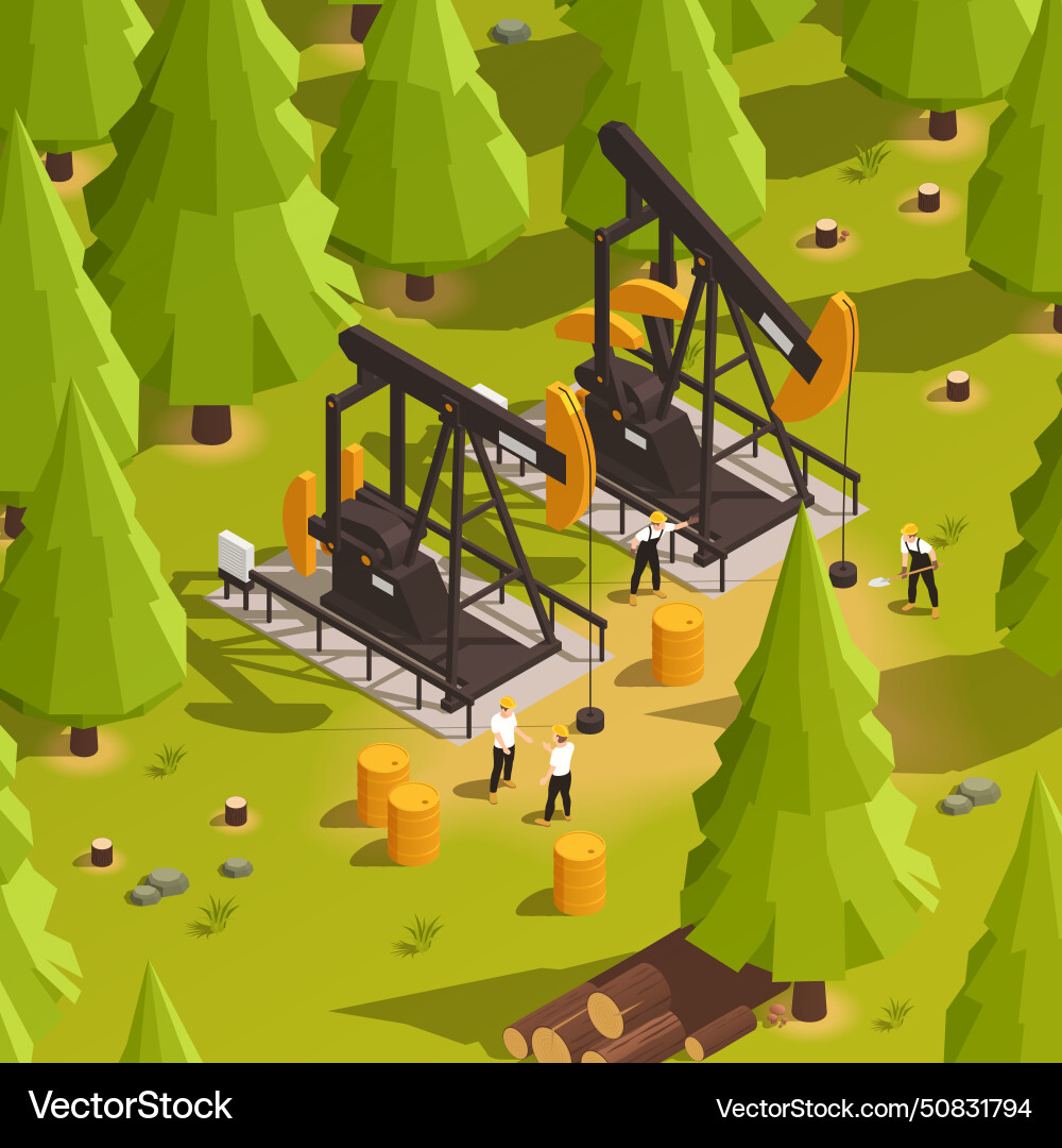 Well drilling isometric Royalty Free Vector Image