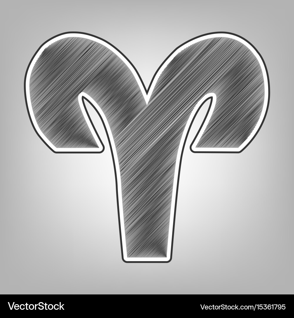 Aries sign pencil sketch Royalty Free Vector Image