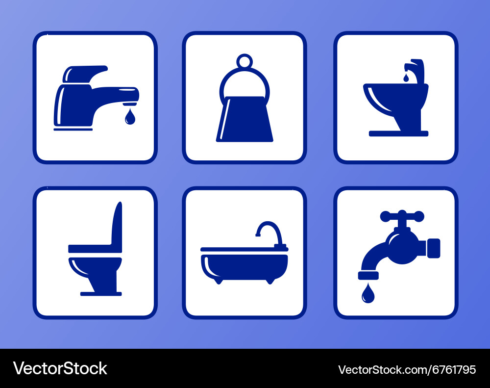 Bathroom icons set Royalty Free Vector Image - VectorStock