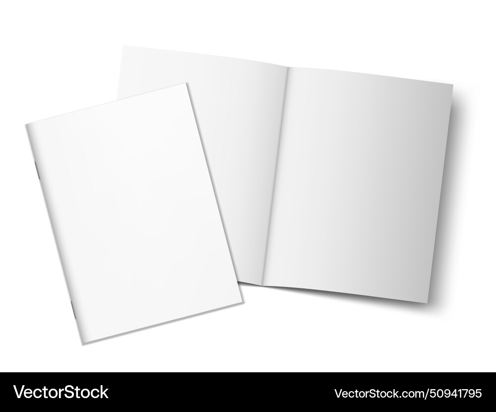 Blank two-fold open brochure cover on white Vector Image