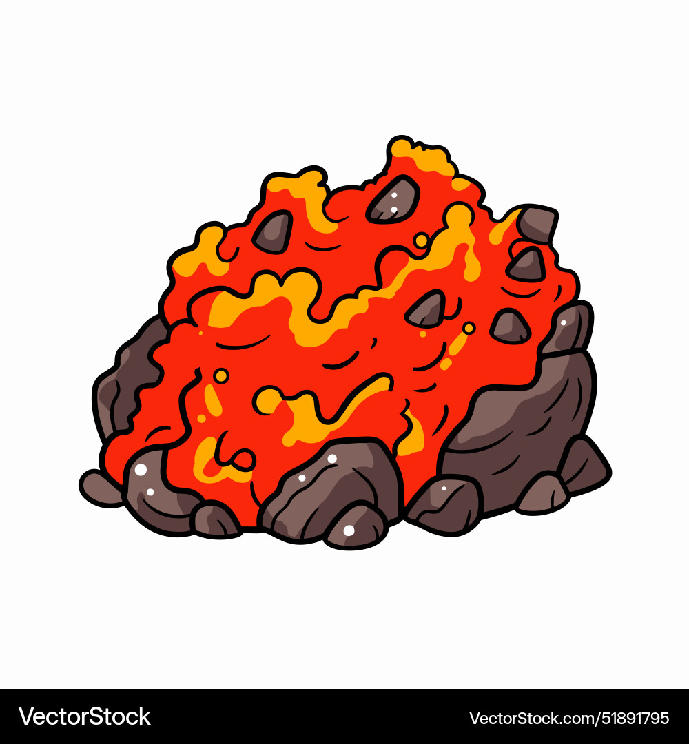 Cartoon volcanic lava rocks Royalty Free Vector Image