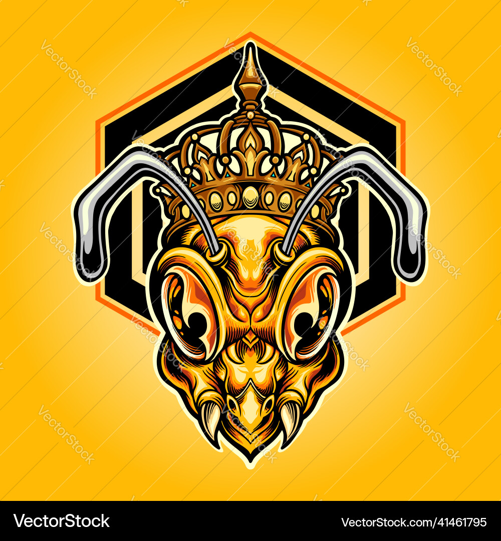 Crown queen head honey bee – Royalty-Free Vector | VectorStock