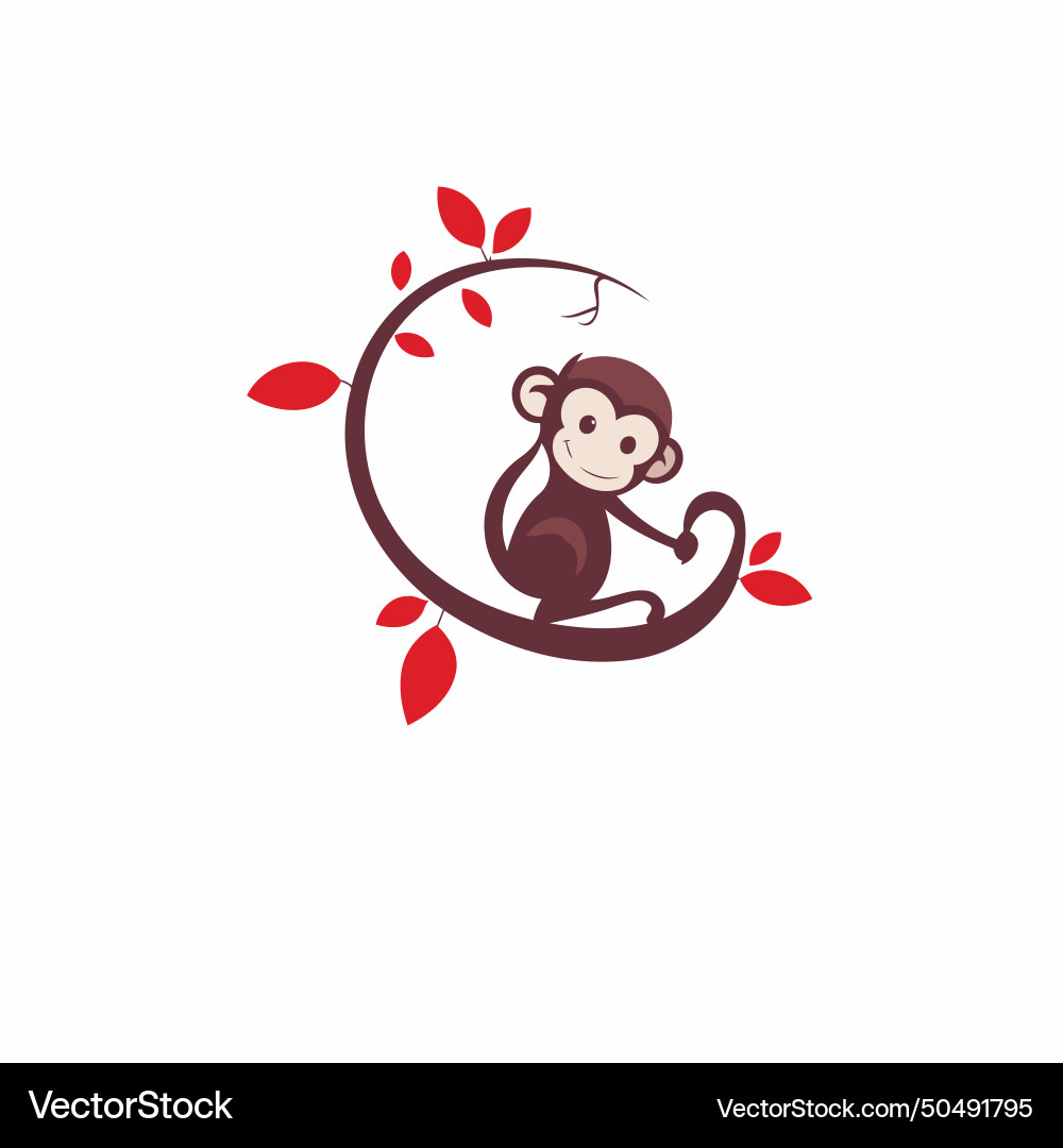 Cute monkey logo design template Royalty Free Vector Image