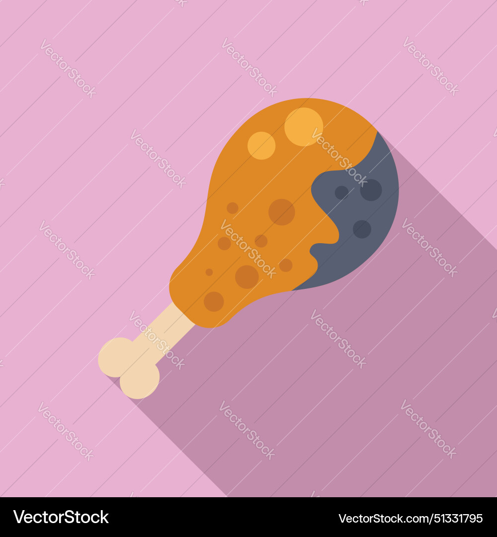 Flat design fried chicken drumstick Royalty Free Vector